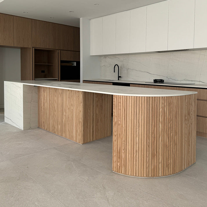 WOODFLEX Flexible Wooden Slat Under Bench Counter Panel - Oak Veneer ...